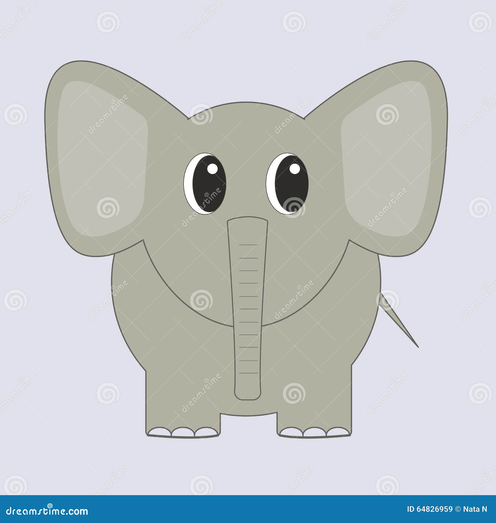 Funny Grey Cartoon Elephant Stock Vector - Illustration of sitting ...