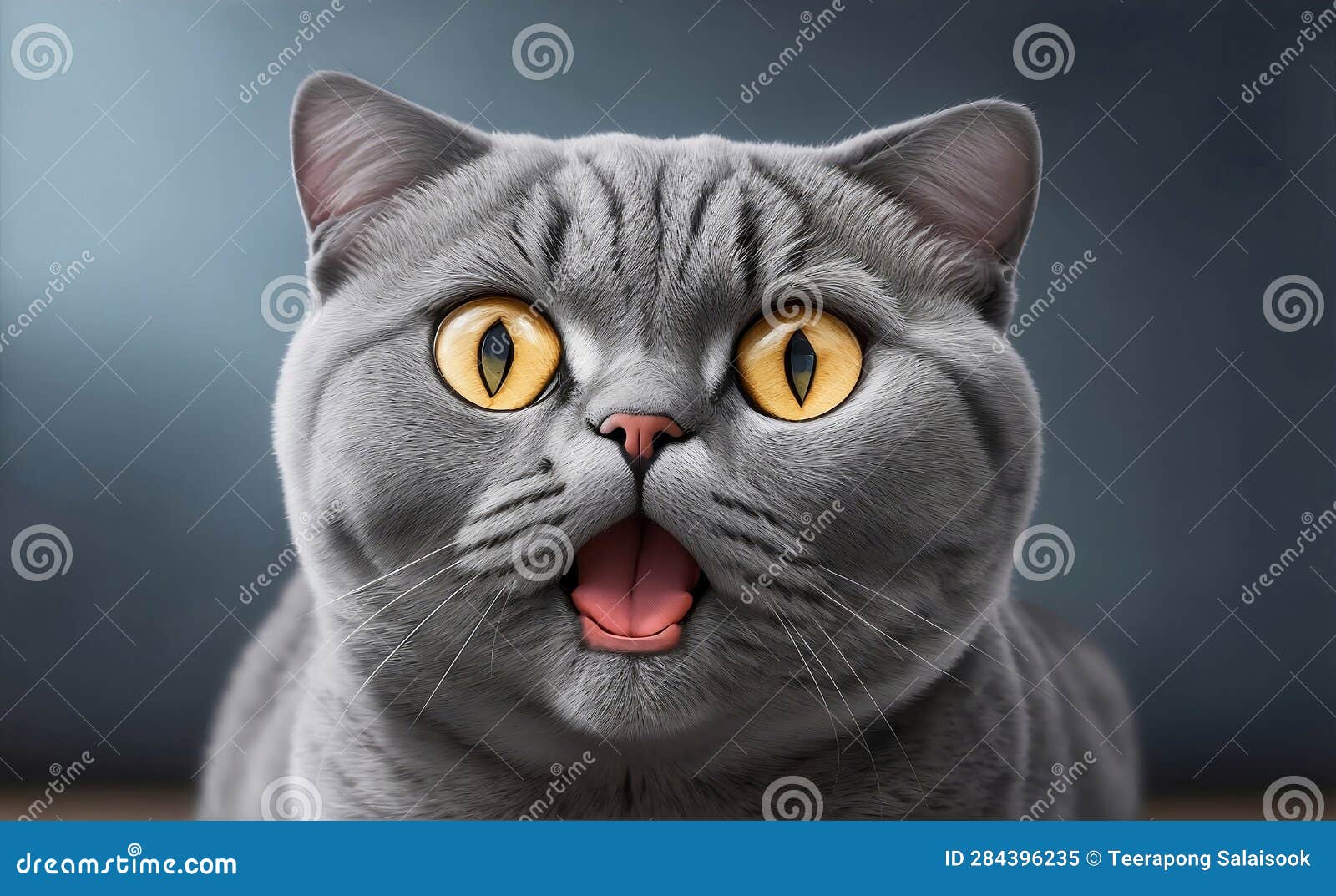 Funny Grey Cat Looking Shocked, Generative AI Illustration Stock ...