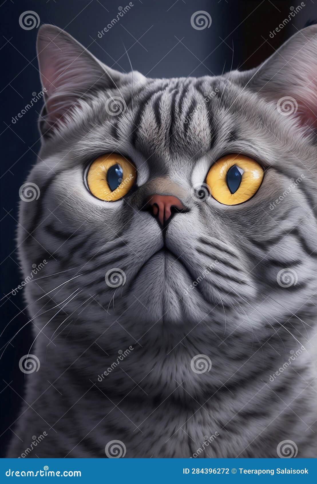 Funny Grey Cat Looking Shocked, Generative AI Illustration Stock ...