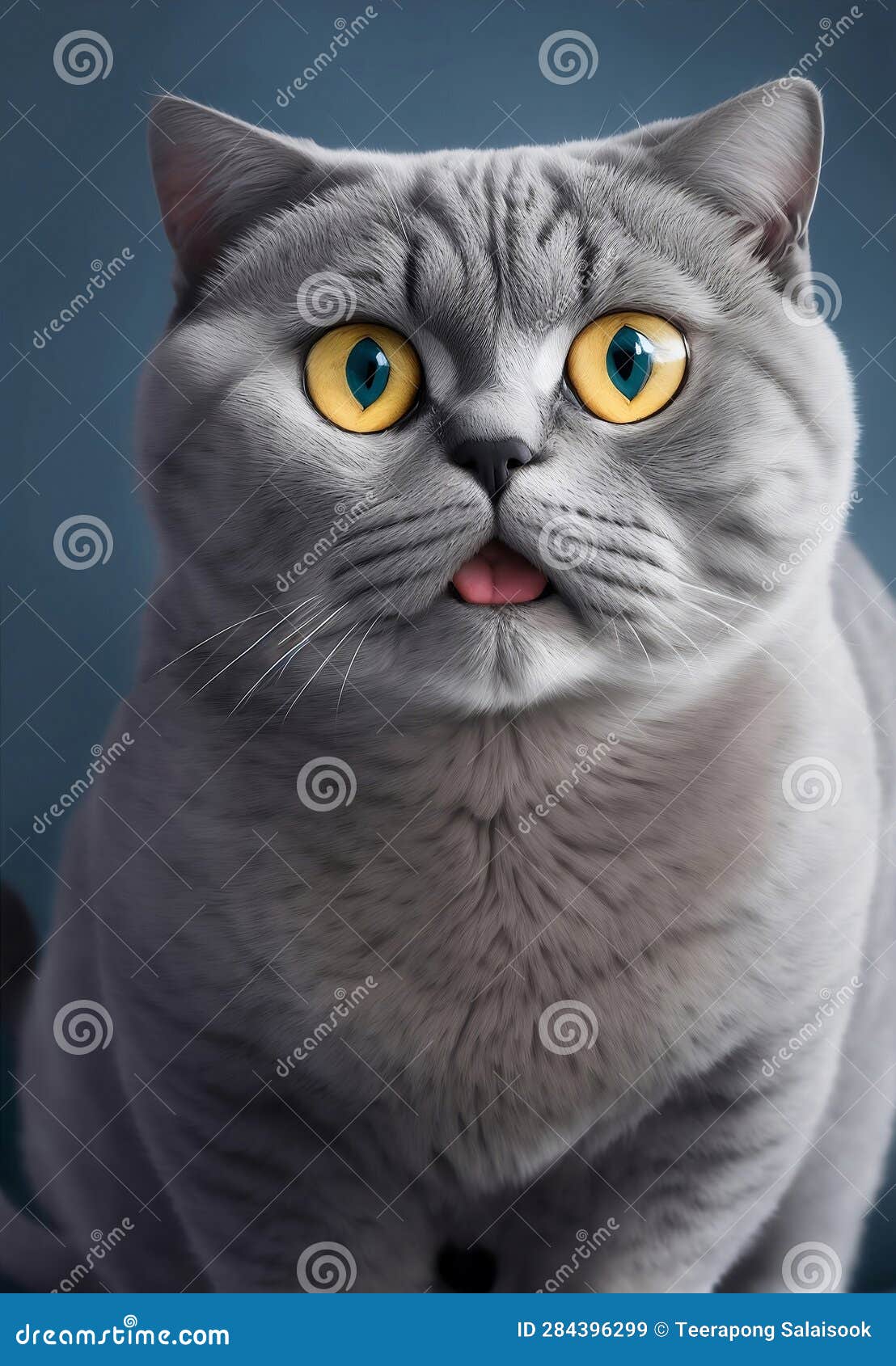Funny Grey Cat Looking Shocked, Generative AI Illustration Stock ...