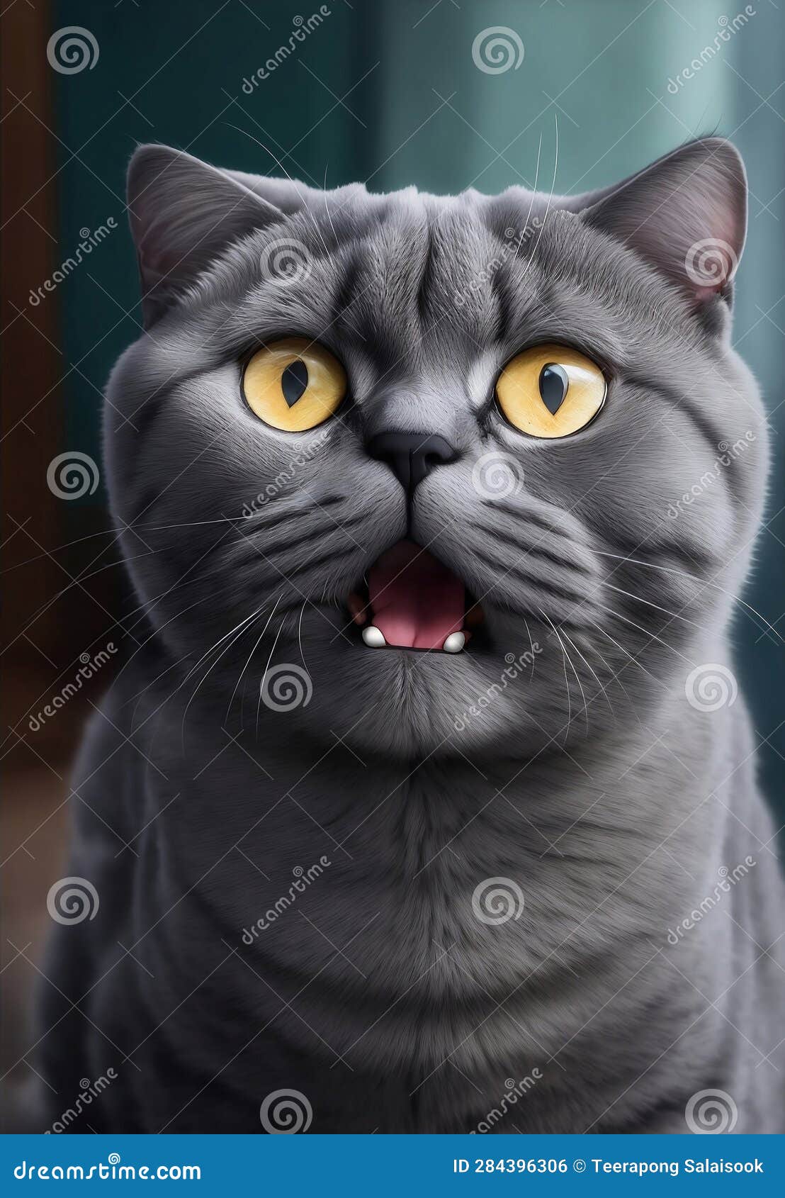 Funny Grey Cat Looking Shocked, Generative AI Illustration Stock ...
