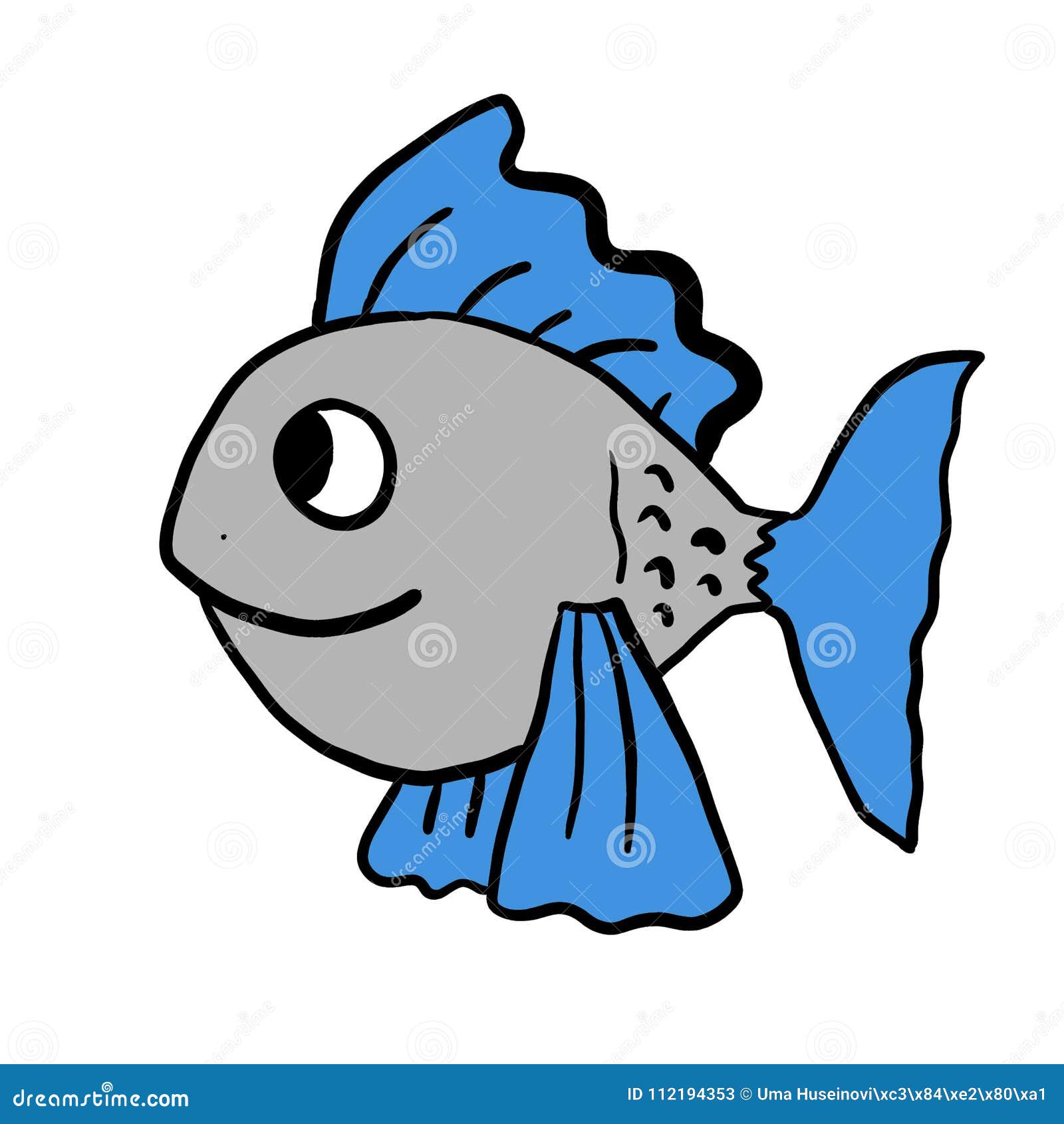 Funny Grey Fish stock illustration. Illustration of color - 112194353