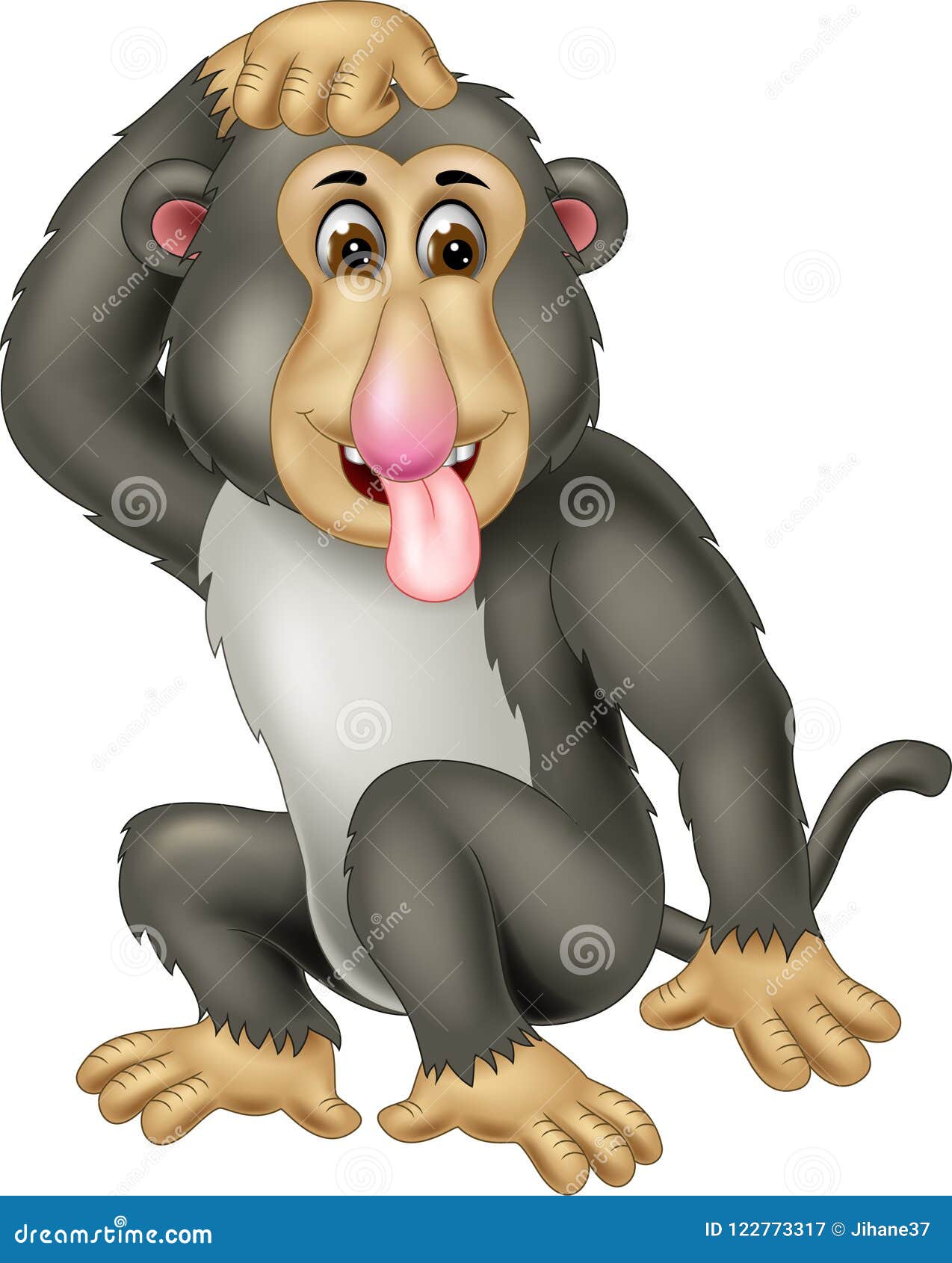 Funny Grey Monkey Cartoon Royalty-Free Stock Photo | CartoonDealer.com ...