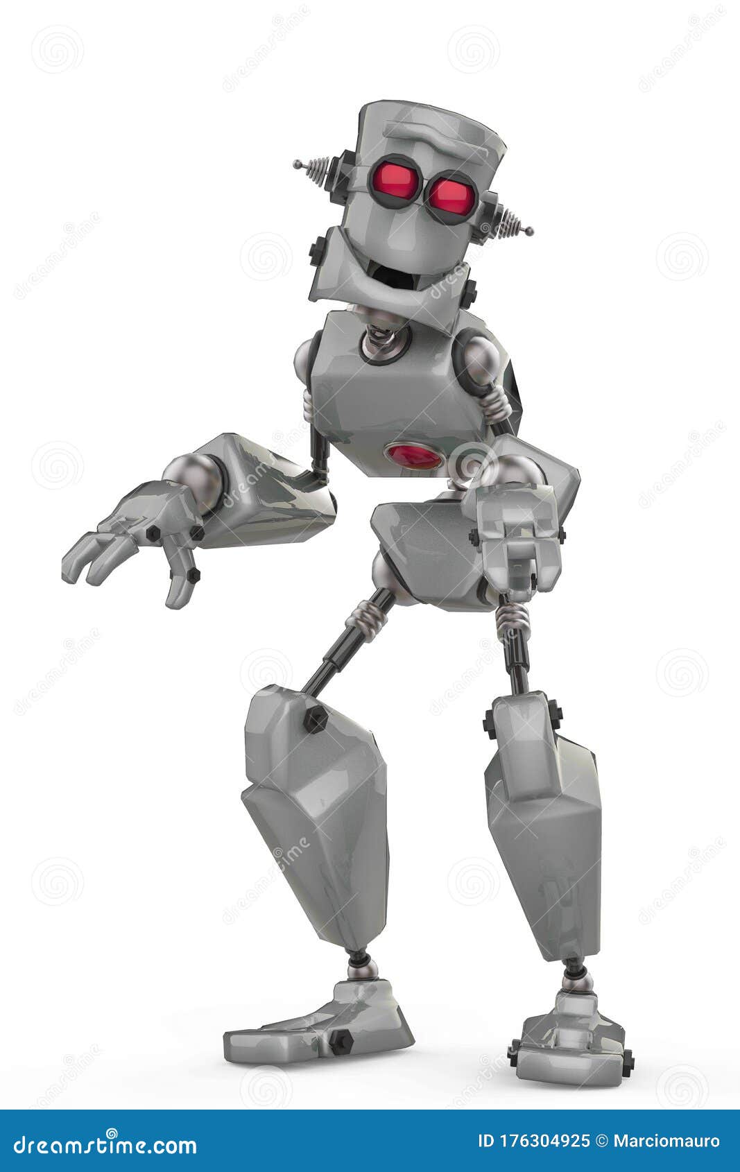 Funny Grey Robot Cartoon Doing a Monster Pose in a White Background ...
