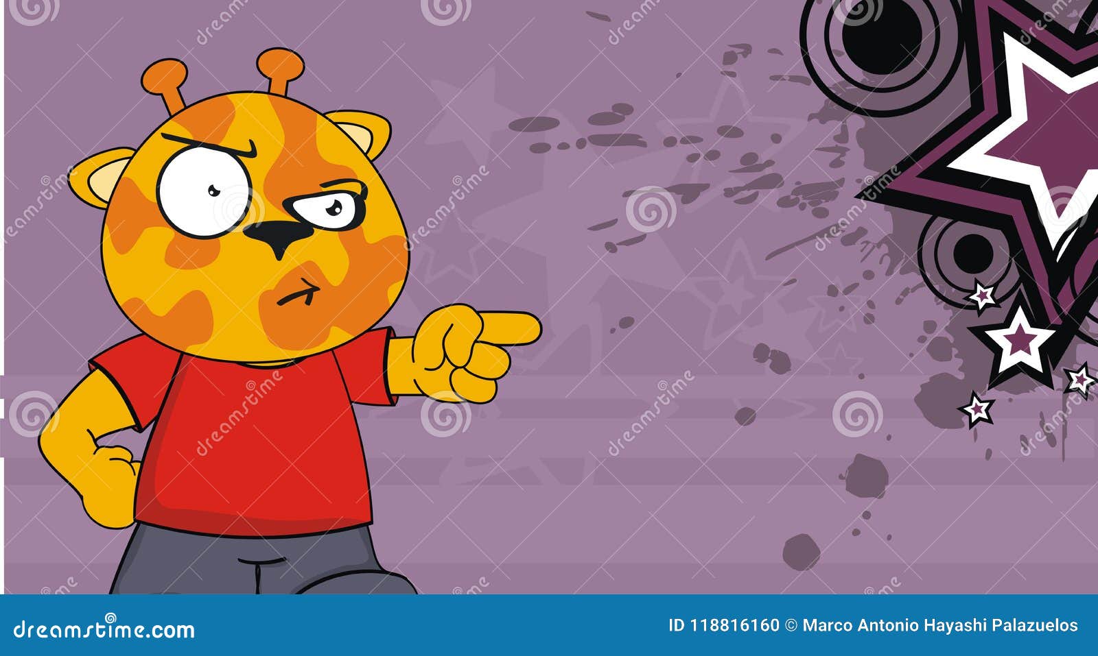 Grumpy Kid Giraffe Cartoon Expression Background Vector Illustration ...