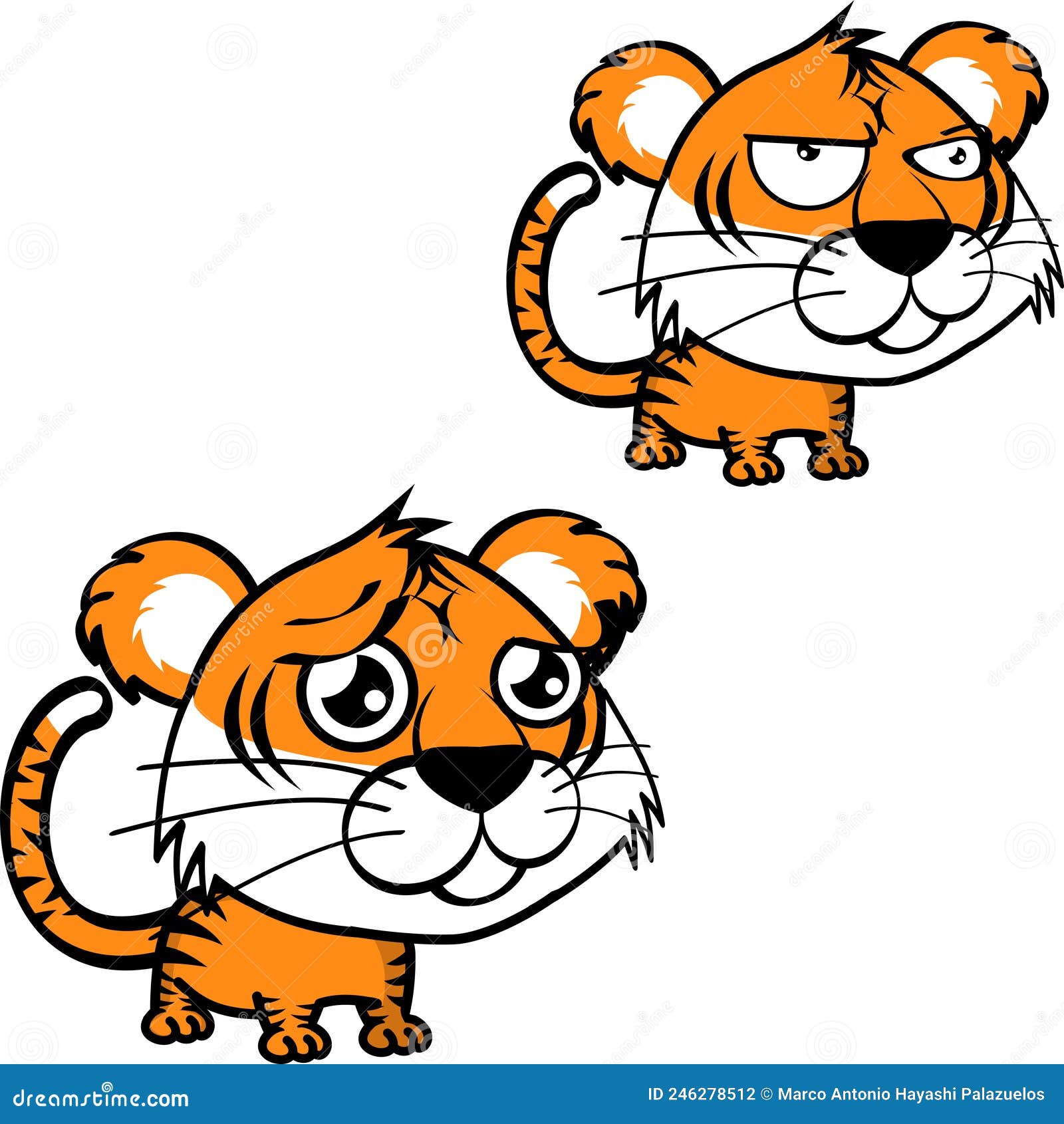Grumpy Tiger Cartoon Kawaii Expression Set Collection | CartoonDealer ...