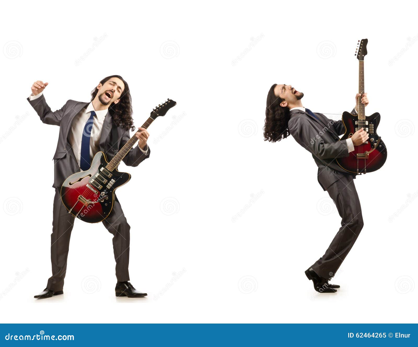 Funny Guitar Player Isolated on White Stock Image - Image of comic ...