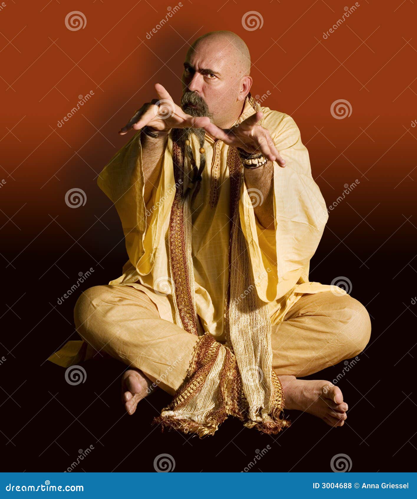 Funny Guru Casting a Spell. Stock Photo - Image of cult, beard: 3004688