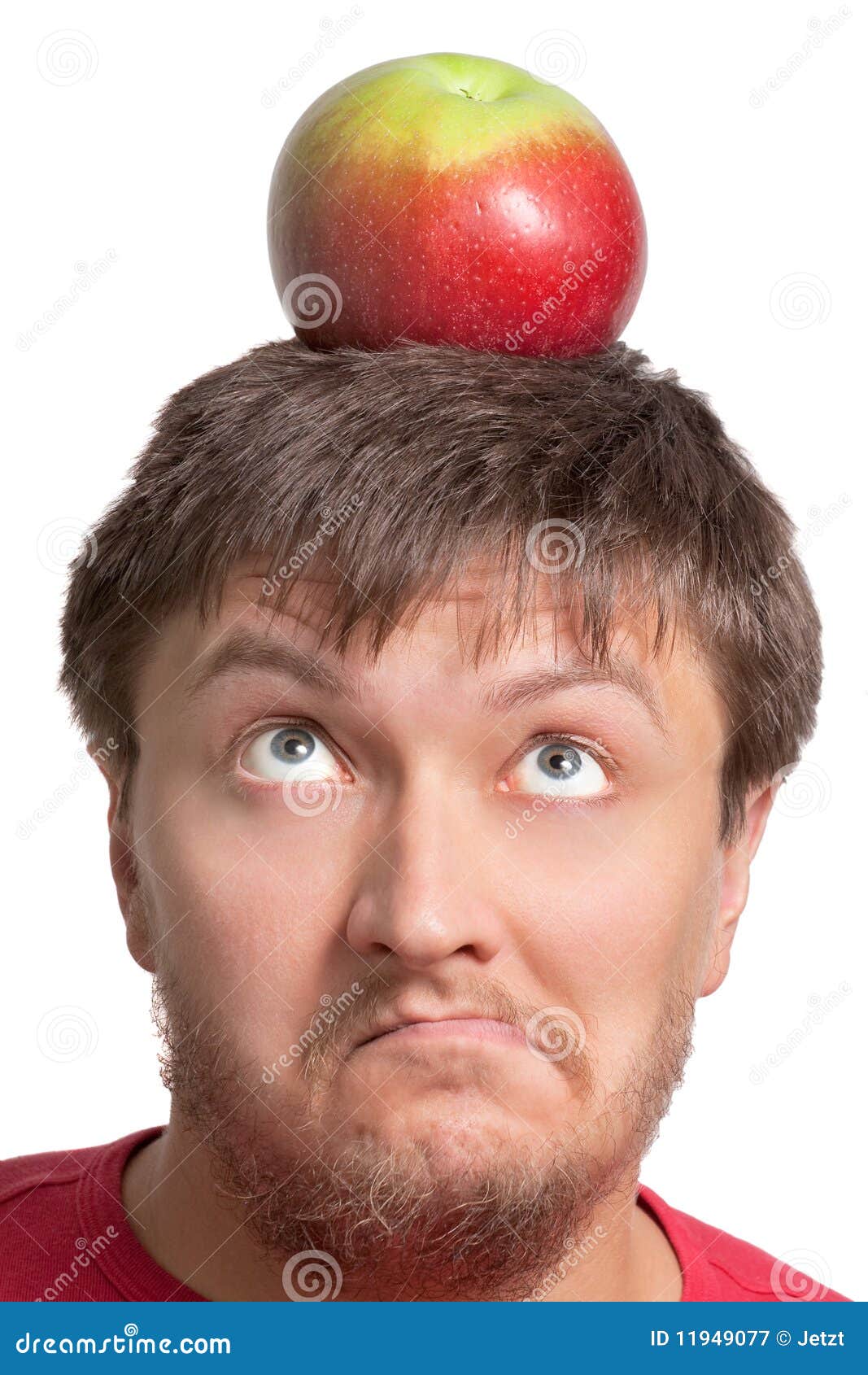 Funny Guy with an Apple on His Head Stock Image - Image of research ...