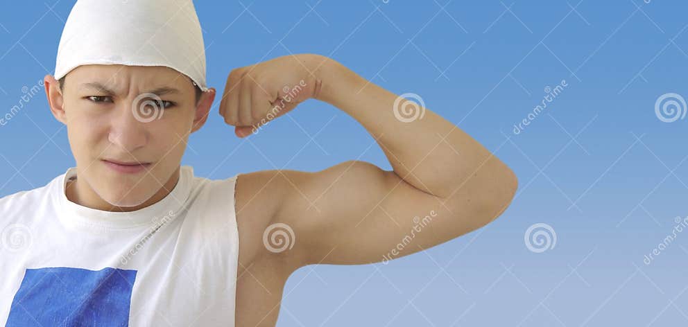 Funny guy with big muscles stock photo. Image of expression - 33270