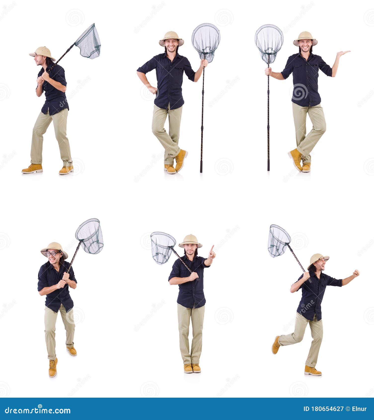 Funny Guy with Catching Net on White Stock Image - Image of garden ...