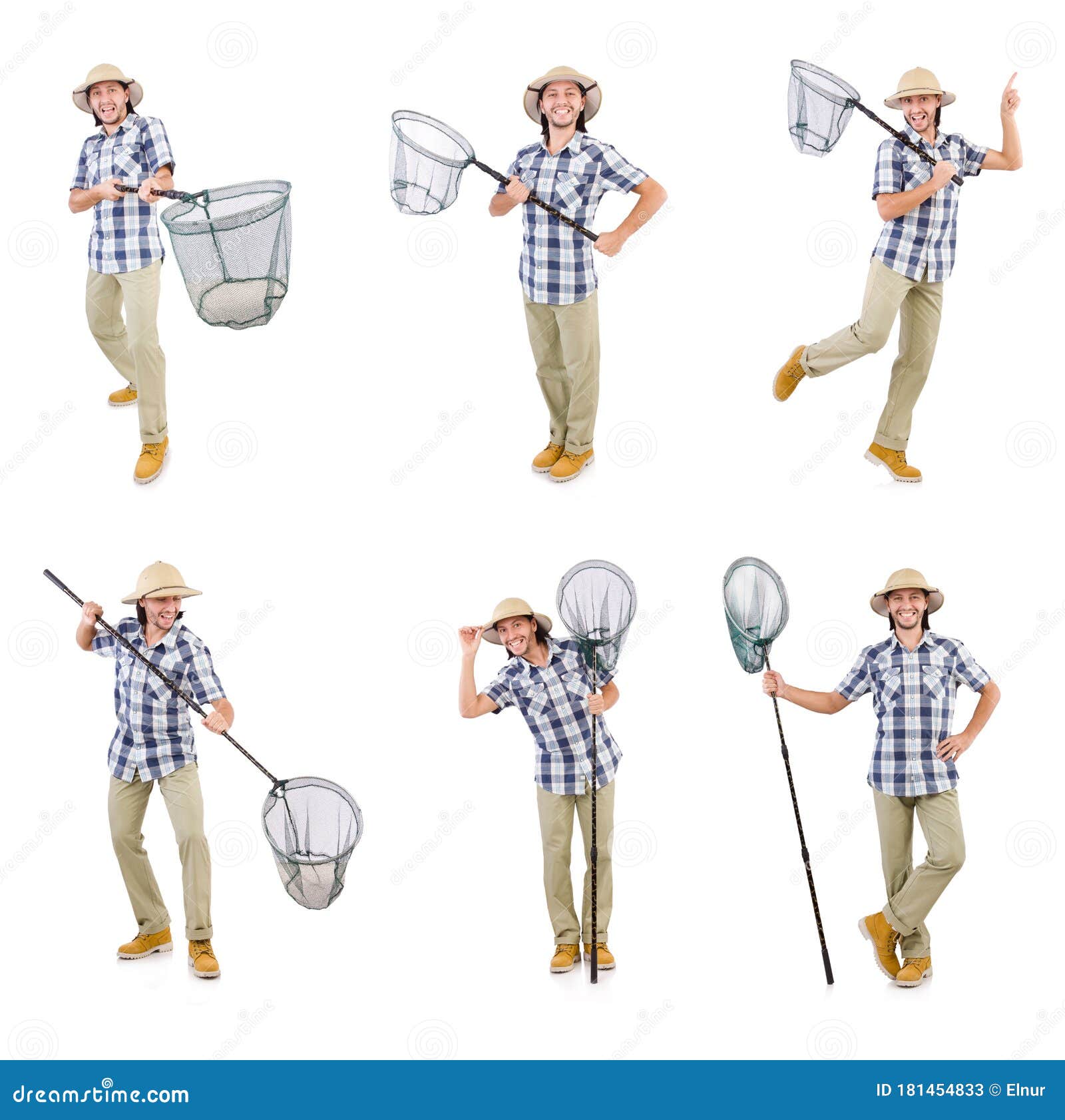 Funny Guy with Catching Net on White Stock Image - Image of humorous ...