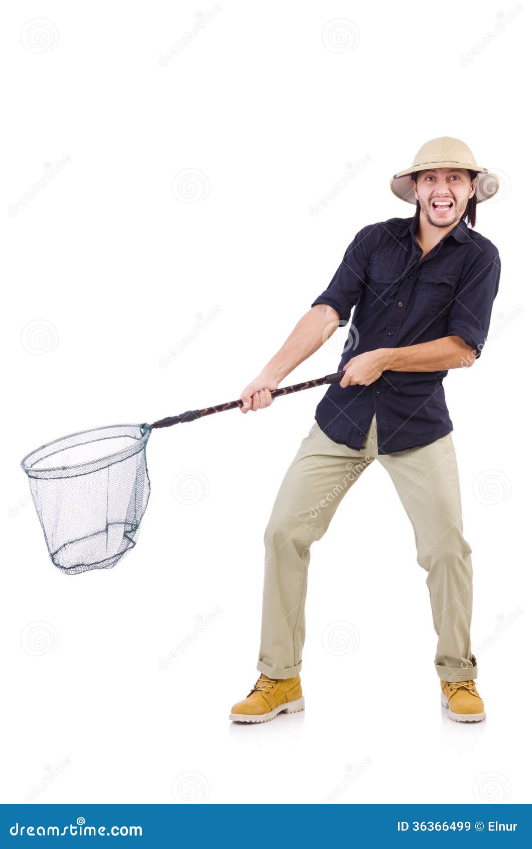 Funny Guy with Catching Net Stock Image - Image of cheerful, color ...