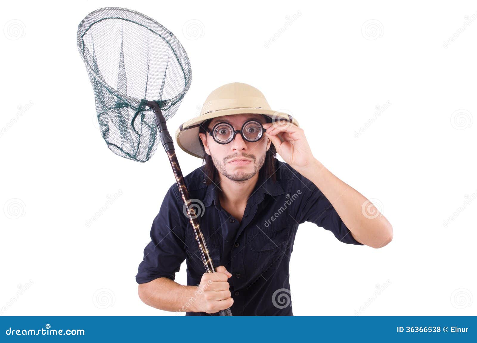 Funny Guy with Catching Net Stock Photo - Image of comic, gardener ...
