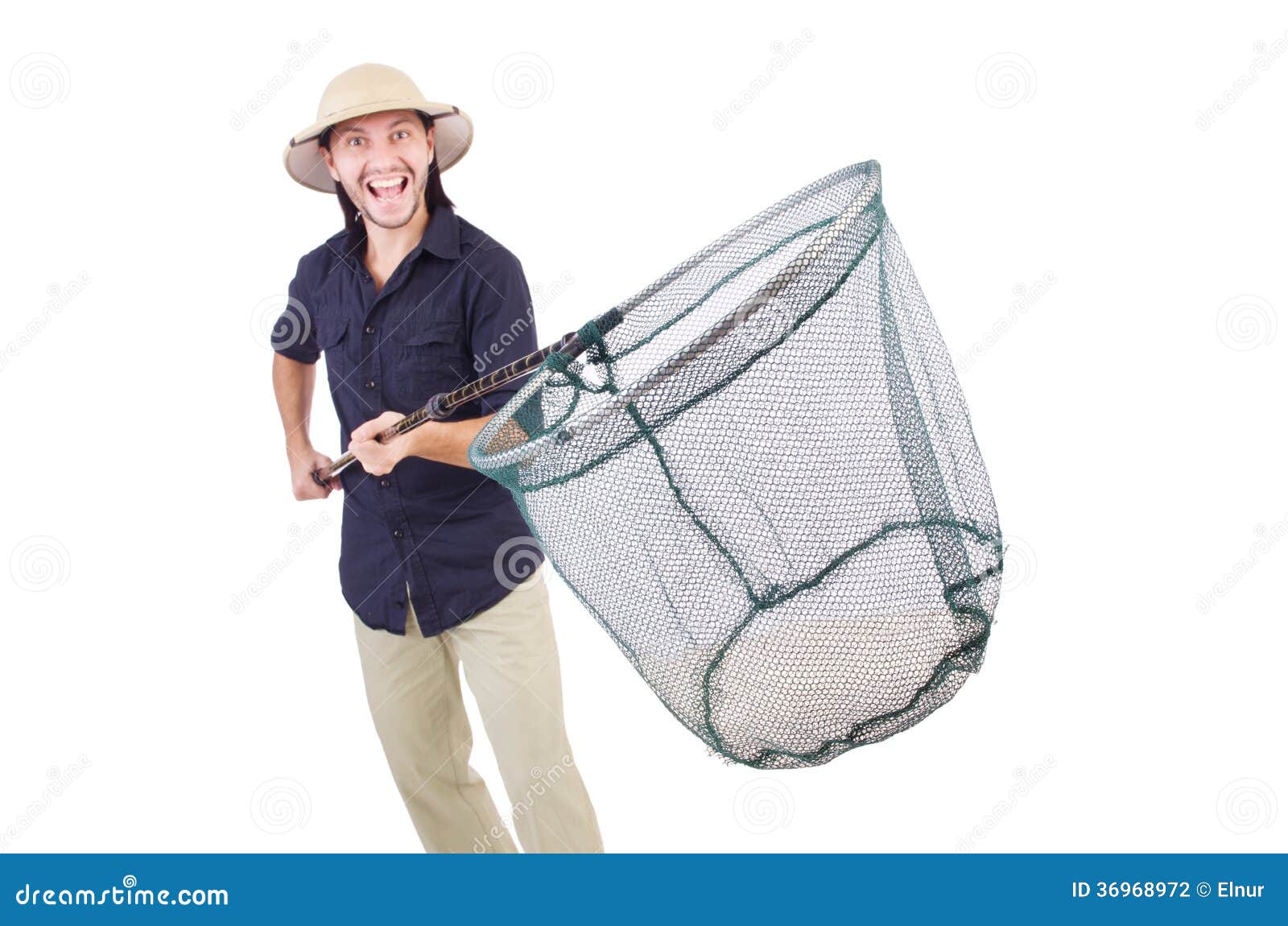 Funny Guy with Catching Net Stock Photo - Image of catch, safari: 36968972