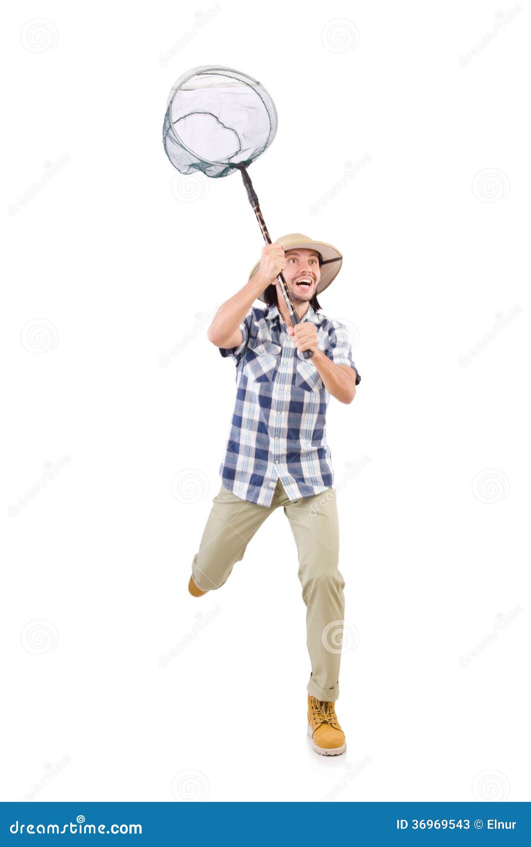 Funny Guy with Catching Net Stock Image - Image of happy, drawing: 36969543