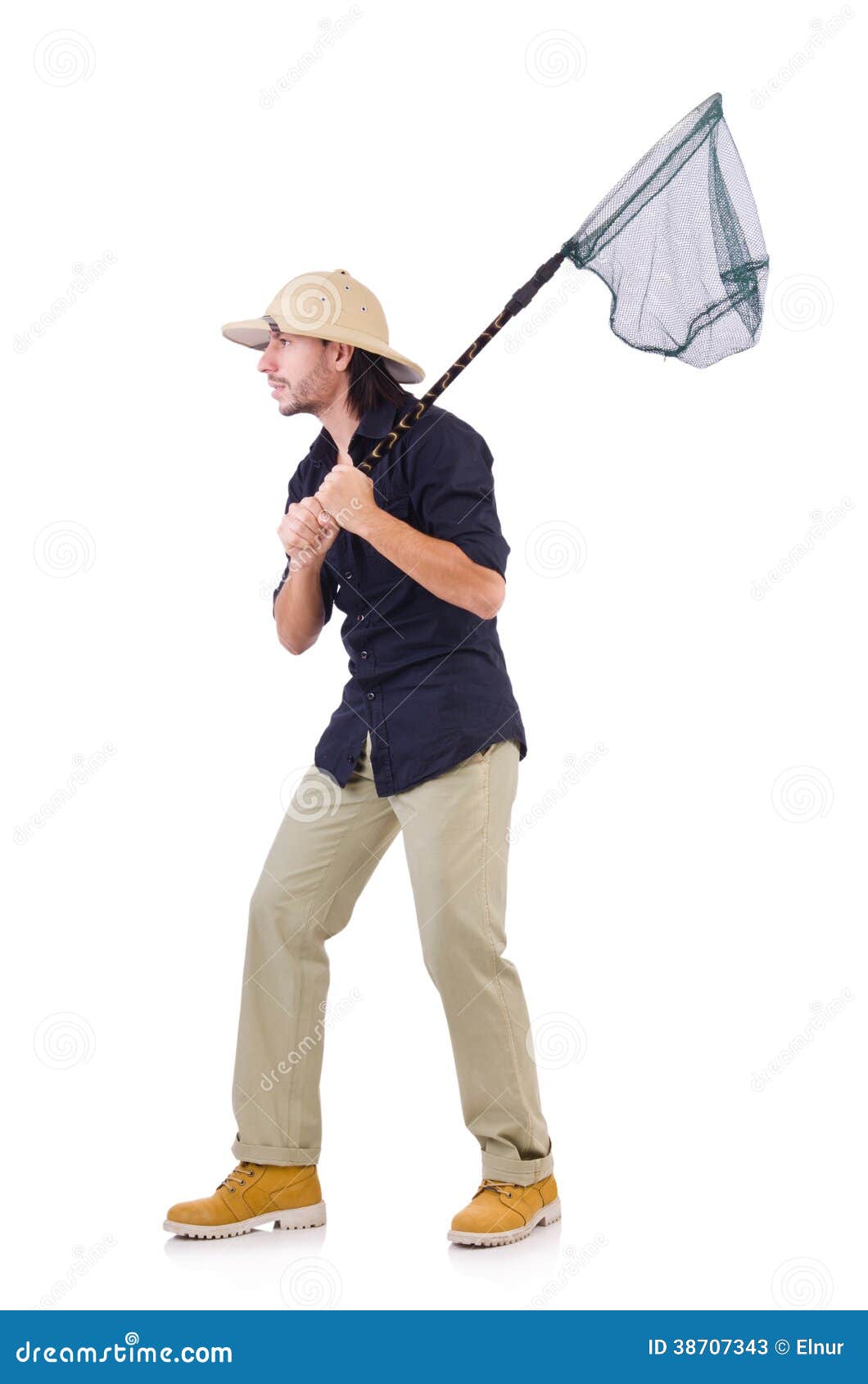 Funny Guy with Catching Net Stock Image - Image of isolated, cheerful ...