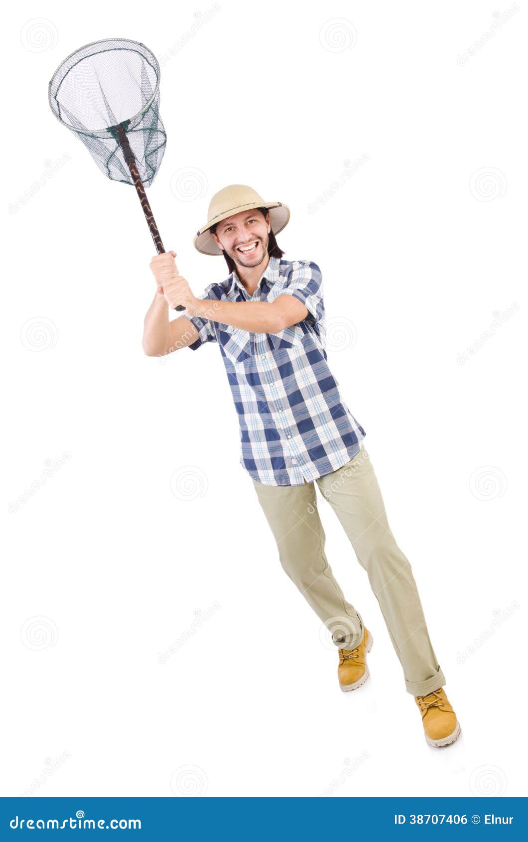 Funny Guy with Catching Net Stock Photo - Image of landing, humour ...