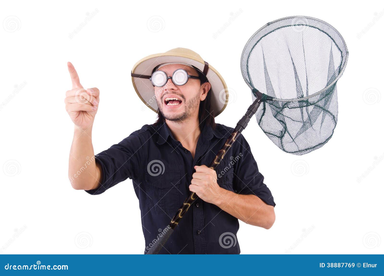 Funny Guy with Catching Net Stock Image - Image of nature, color: 38887769