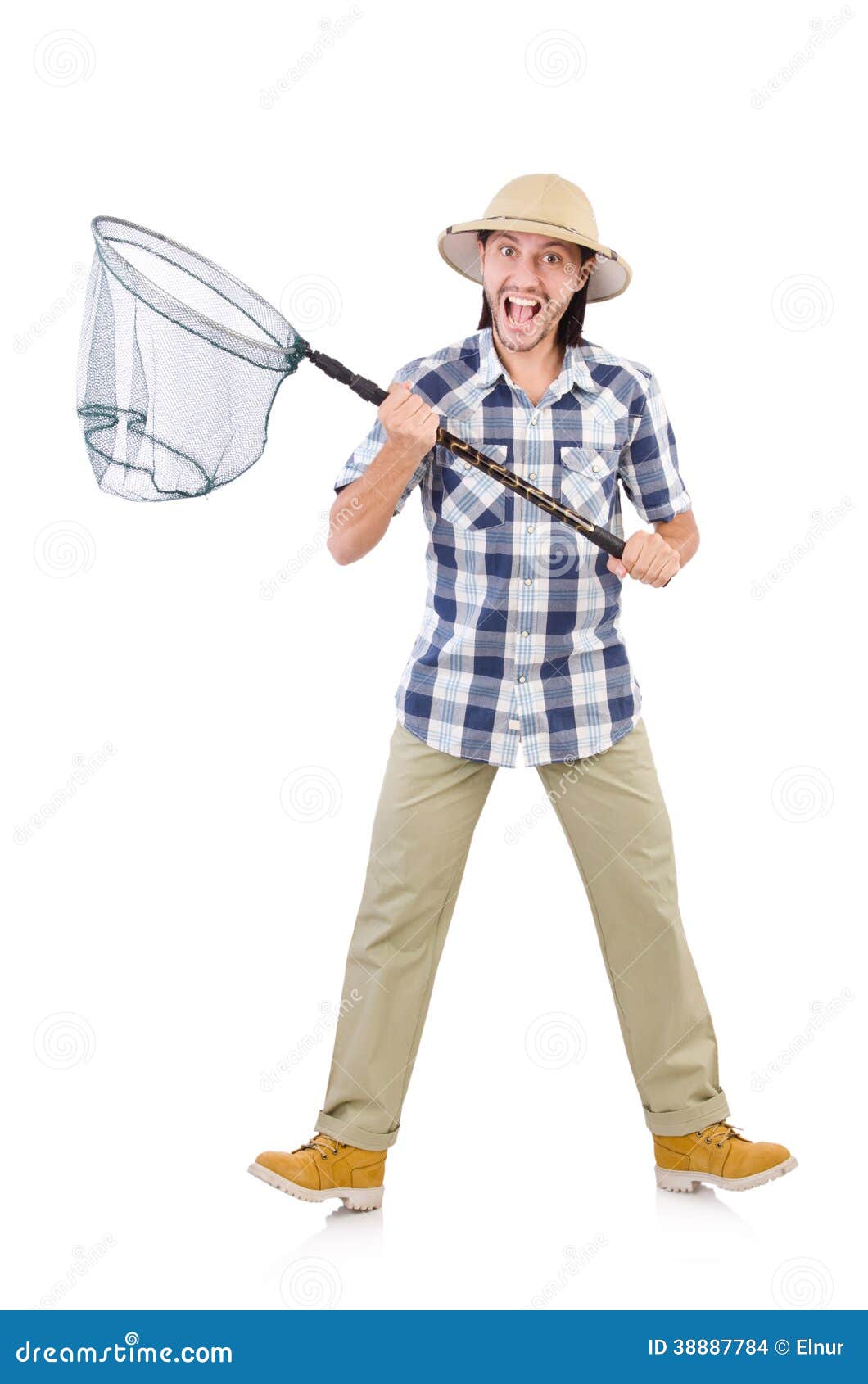 Funny Guy with Catching Net Stock Photo - Image of humourous, color ...