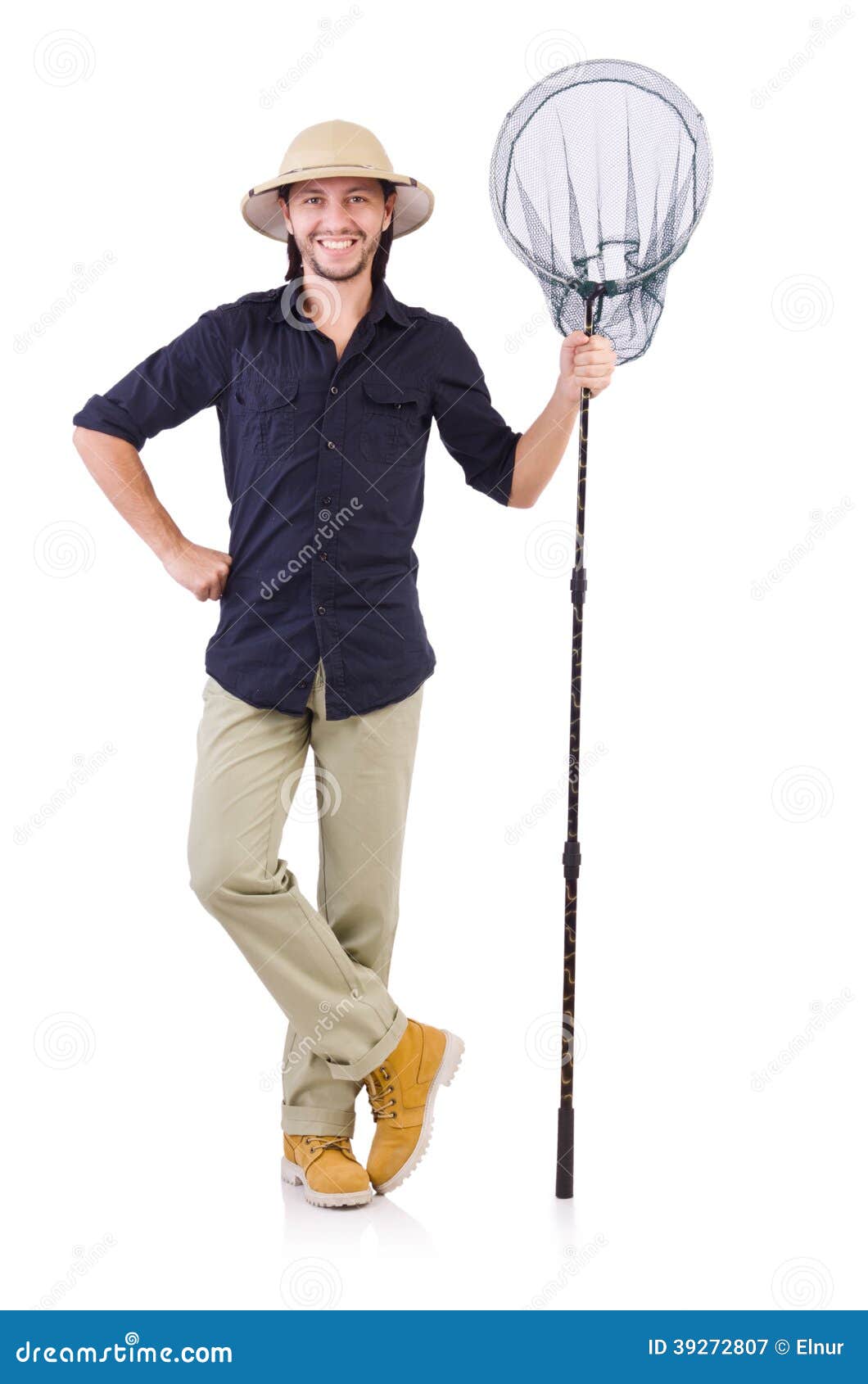 Funny Guy with Catching Net Stock Image - Image of butterfly, drawing ...