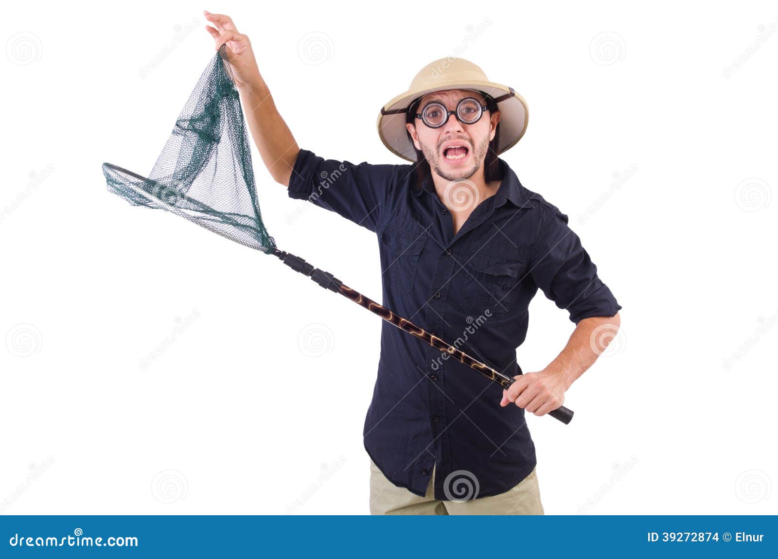 Funny Guy with Catching Net Stock Photo - Image of humor, happy: 39272874
