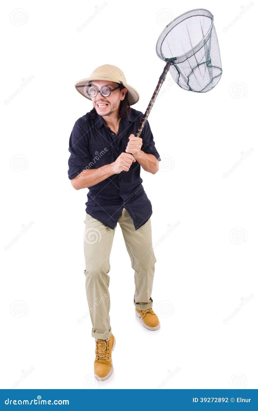 Funny Guy with Catching Net Stock Photo - Image of color, gardener ...