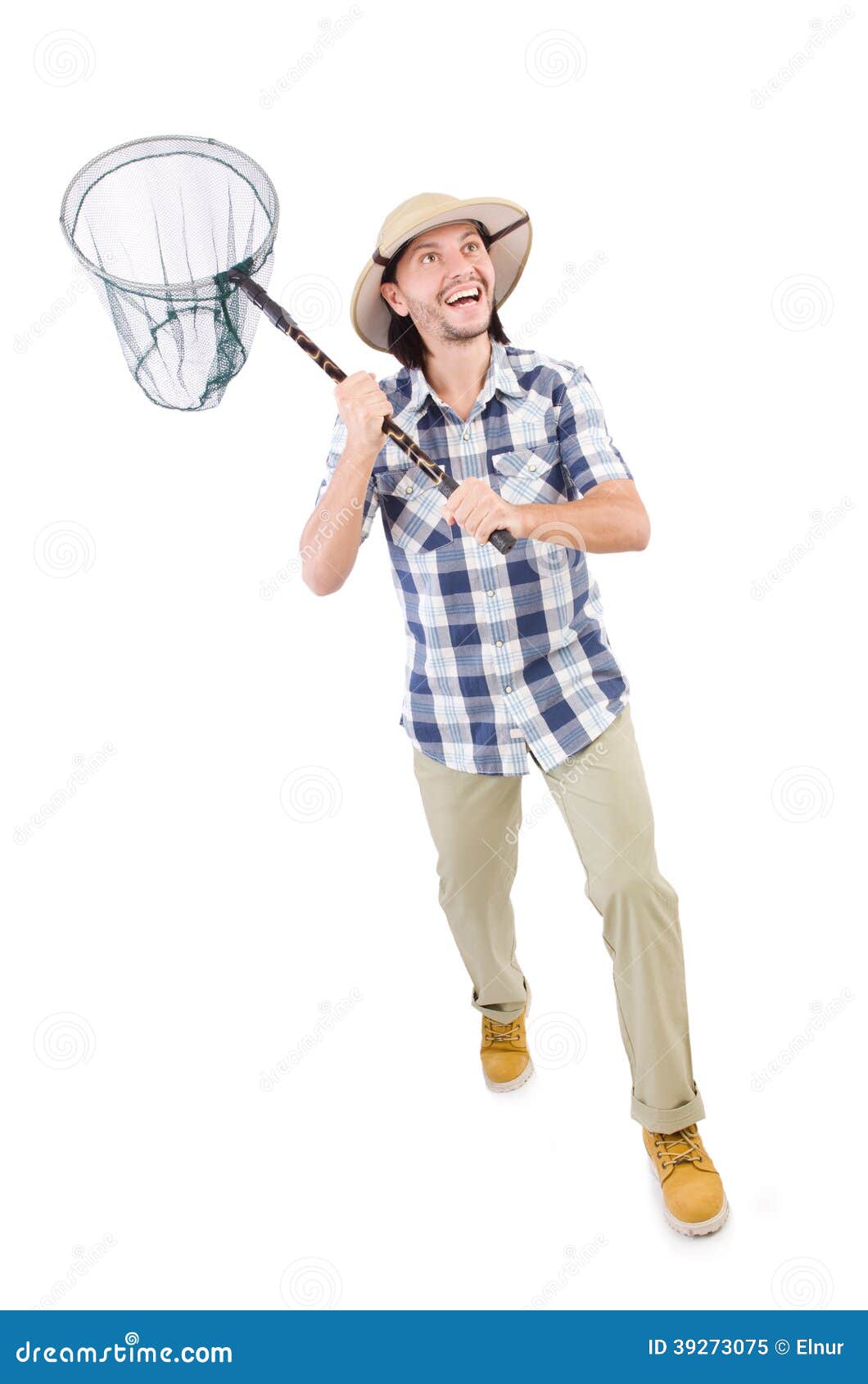 Funny Guy with Catching Net Stock Image - Image of funny, landing: 39273075