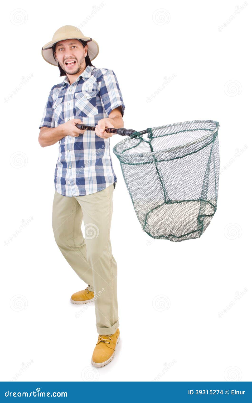 Funny Guy with Catching Net Stock Photo - Image of cute, background ...