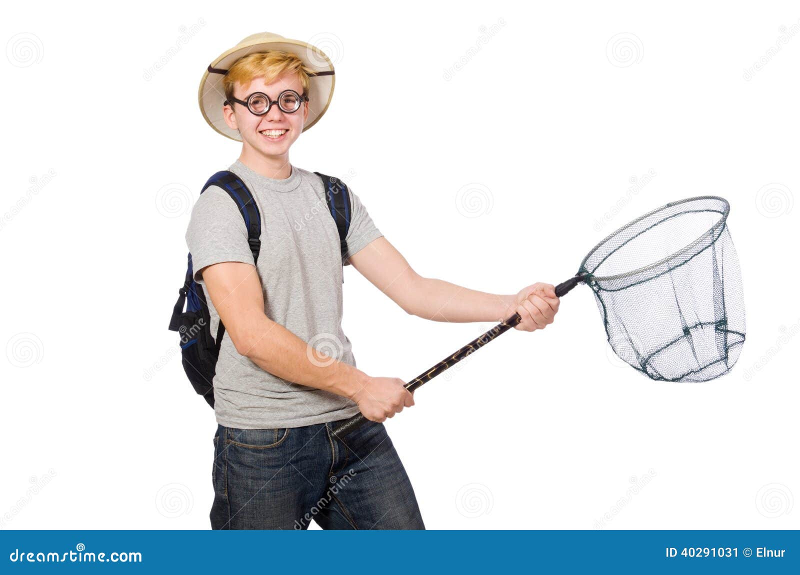 Funny Guy with Catching Net Stock Image - Image of smile, person: 40291031