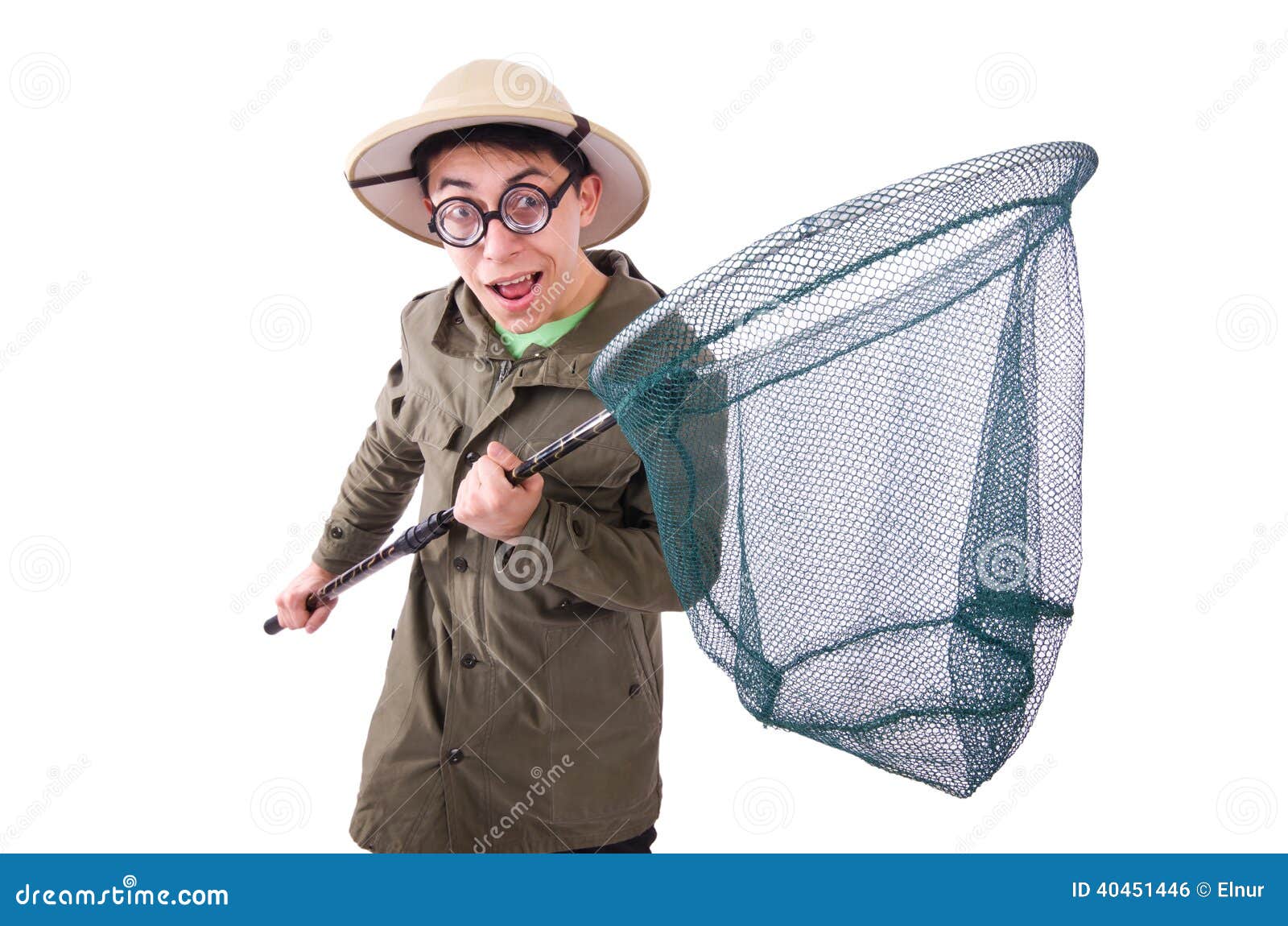 Funny Guy With Catching Net Stock Photo - Image of insect, cheerful ...