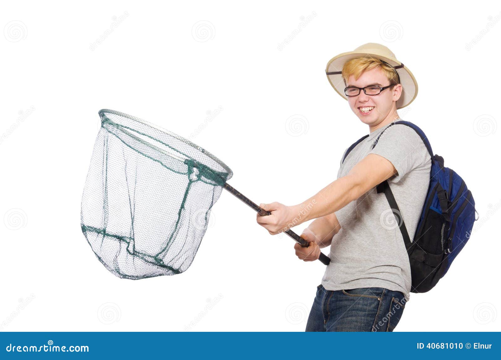 Funny Guy with Catching Net Stock Photo - Image of safari, cheerful ...