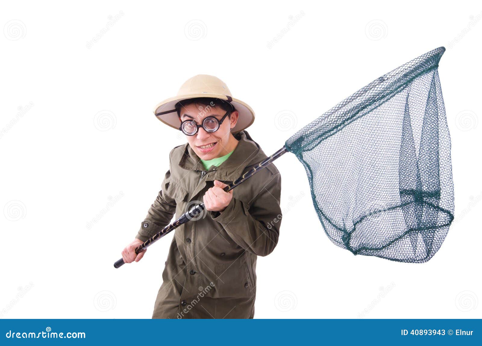 Funny Guy with Catching Net Stock Image - Image of smile, person: 40893943