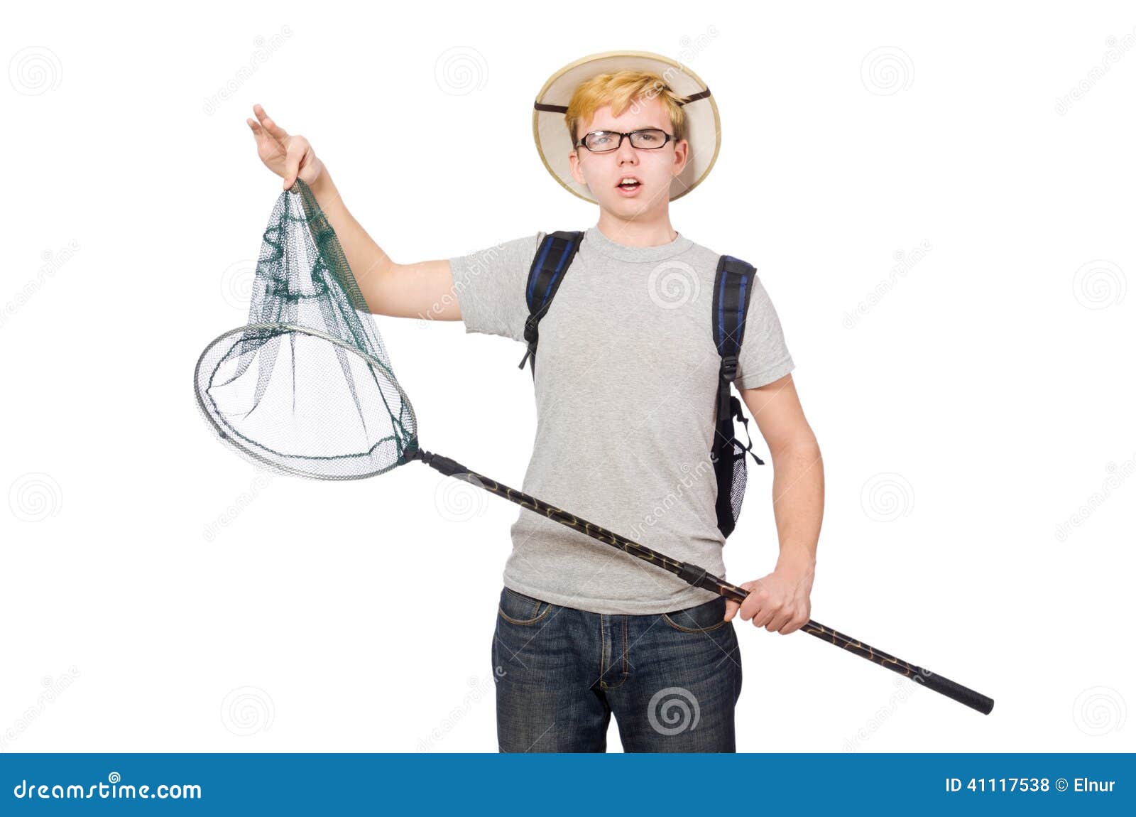 Funny Guy with Catching Net Stock Photo - Image of outdoors, freedom ...