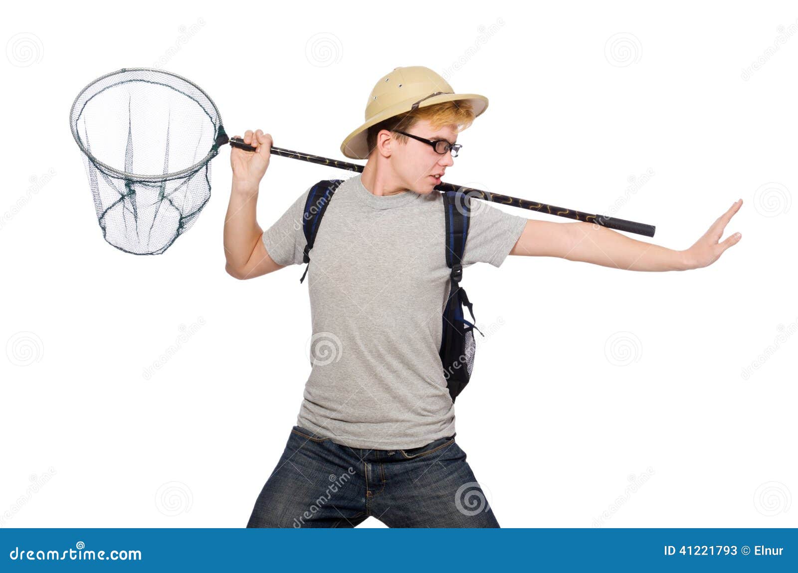 Funny Guy with Catching Net Stock Image - Image of male, color: 41221793