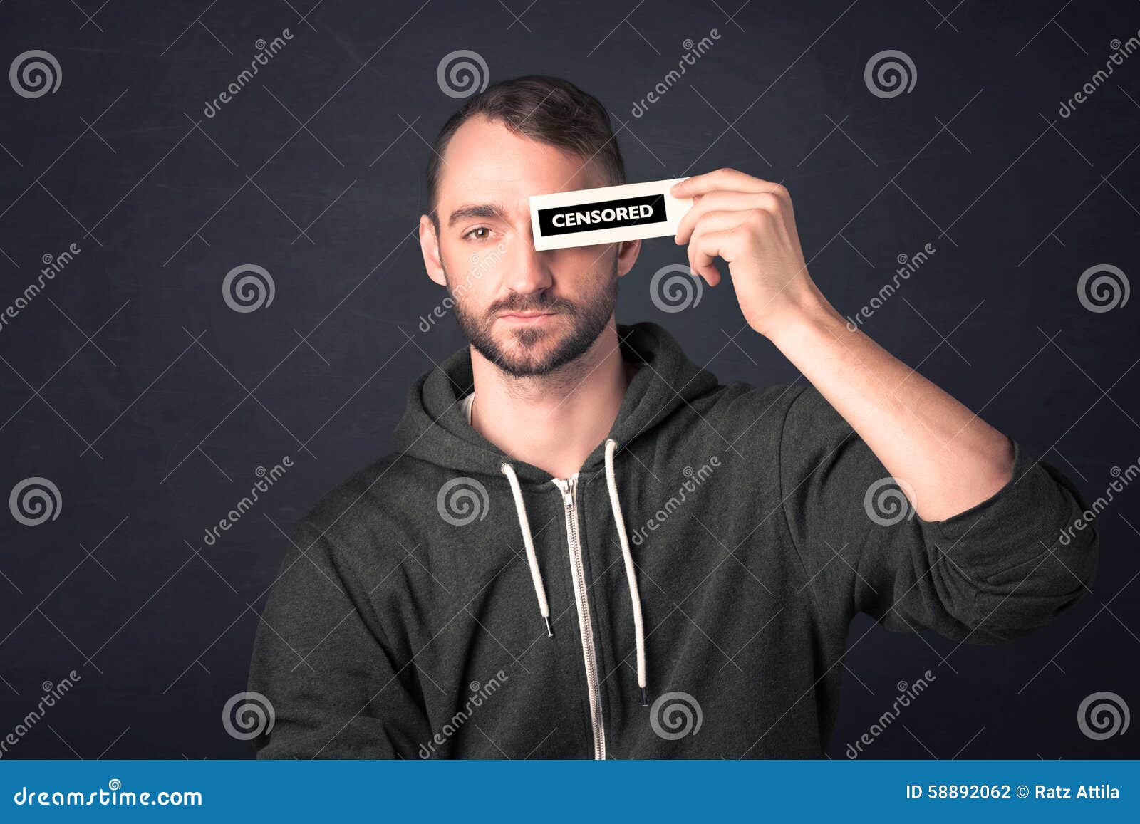 Funny Guy with Censored Sign Paper Stock Photo - Image of quiet, mute ...