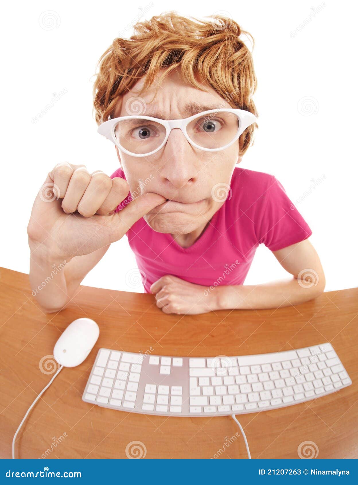 Funny guy at the computer stock image. Image of attentive - 21207263