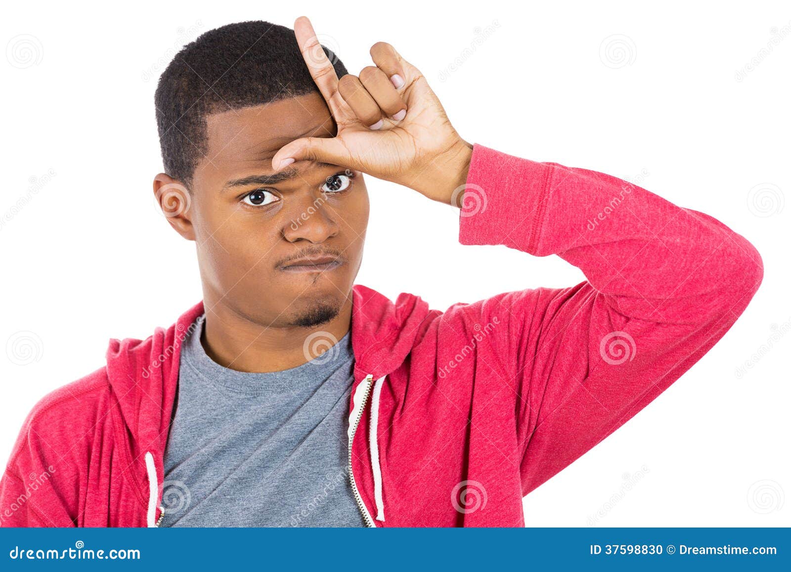 Funny Guy Displaying Loser Sign Stock Photo - Image of rude, hand: 37598830