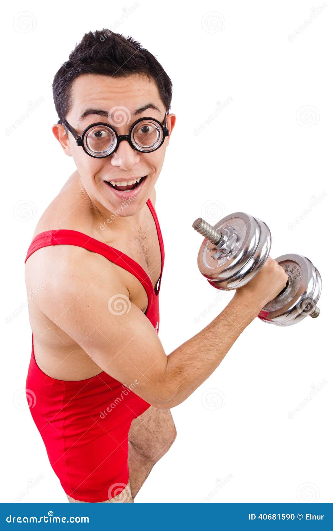 Funny guy with dumbbels stock photo. Image of dumb, active - 40681590