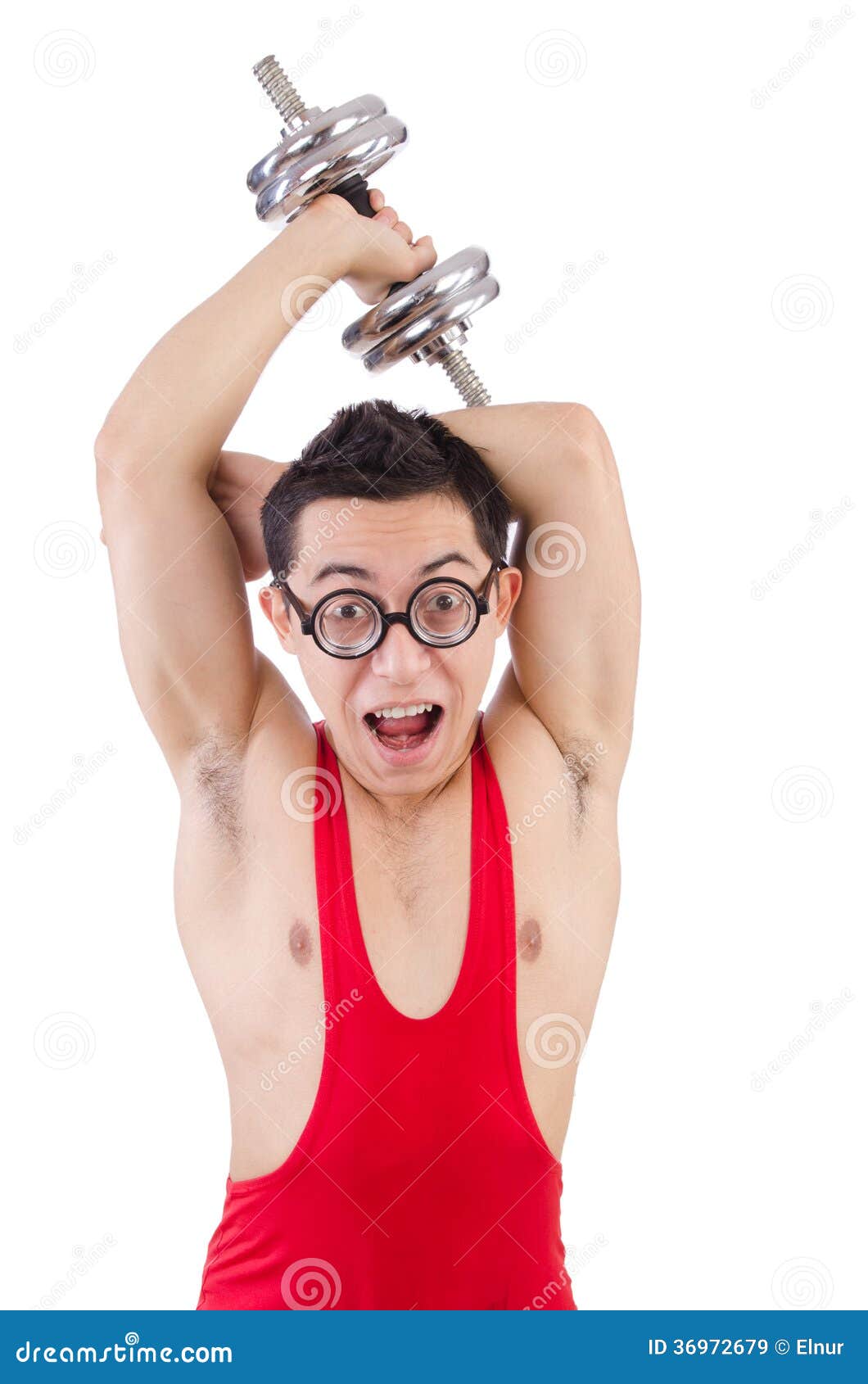 Funny guy exercising stock image. Image of bodybuilding - 36972679