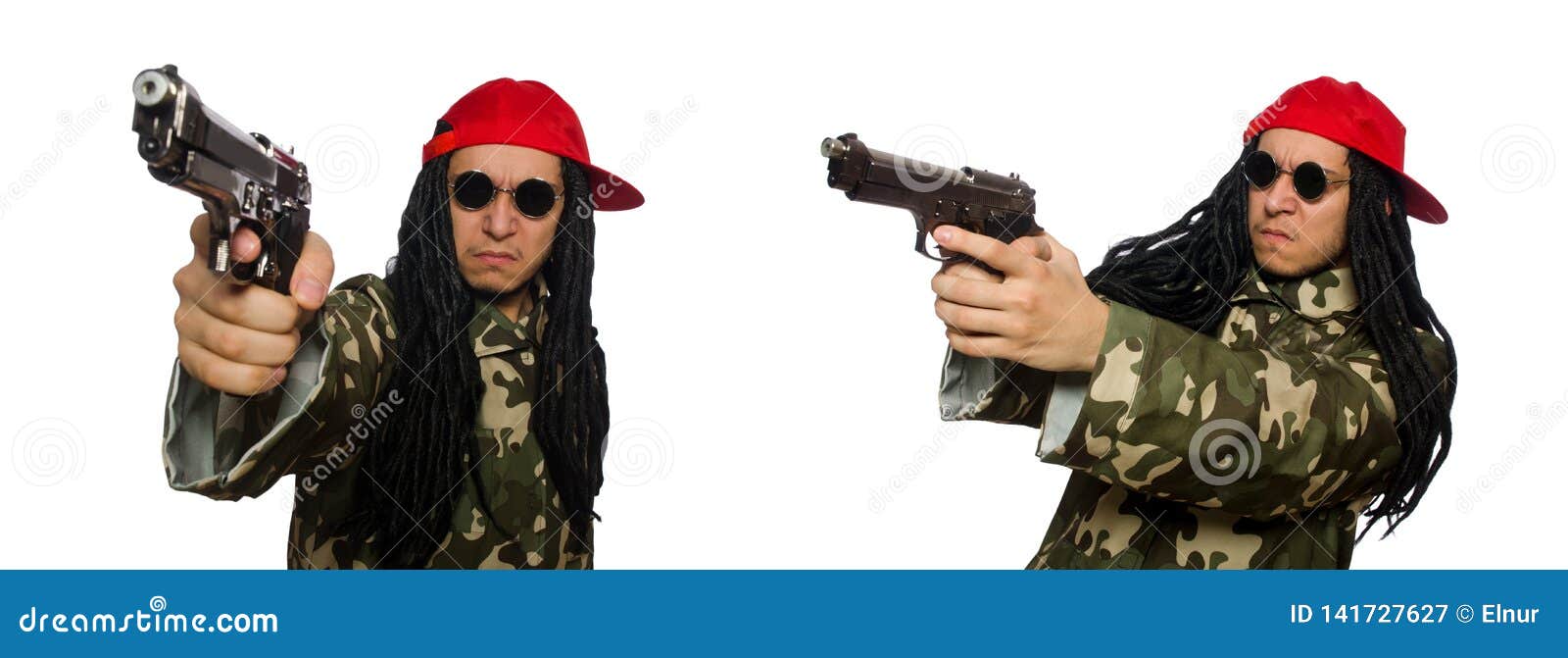 The Funny Guy with Gun Isolated on White Stock Image - Image of furious ...