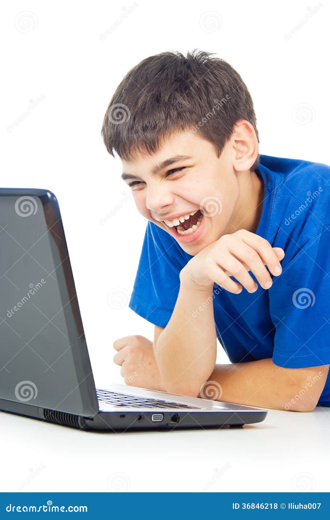 Funny Guy with a Laptop Isolated Stock Photo - Image of person ...