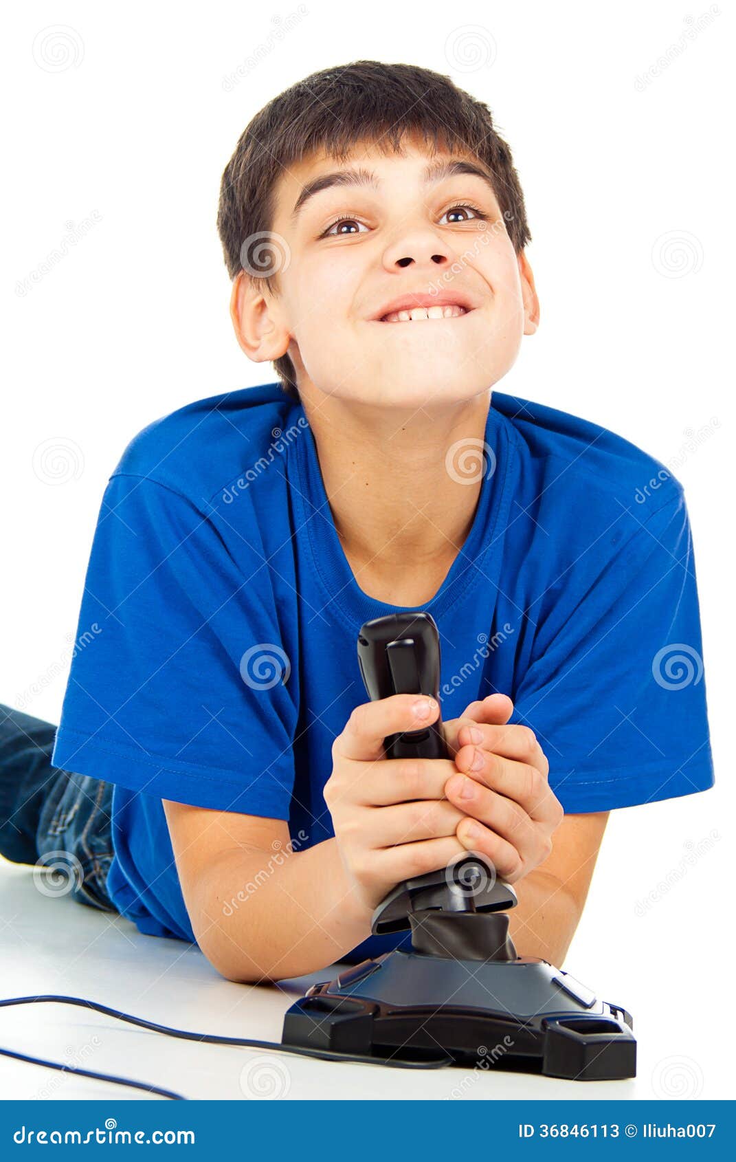 Funny Guy Plays with a Joystick Stock Image - Image of emotion ...