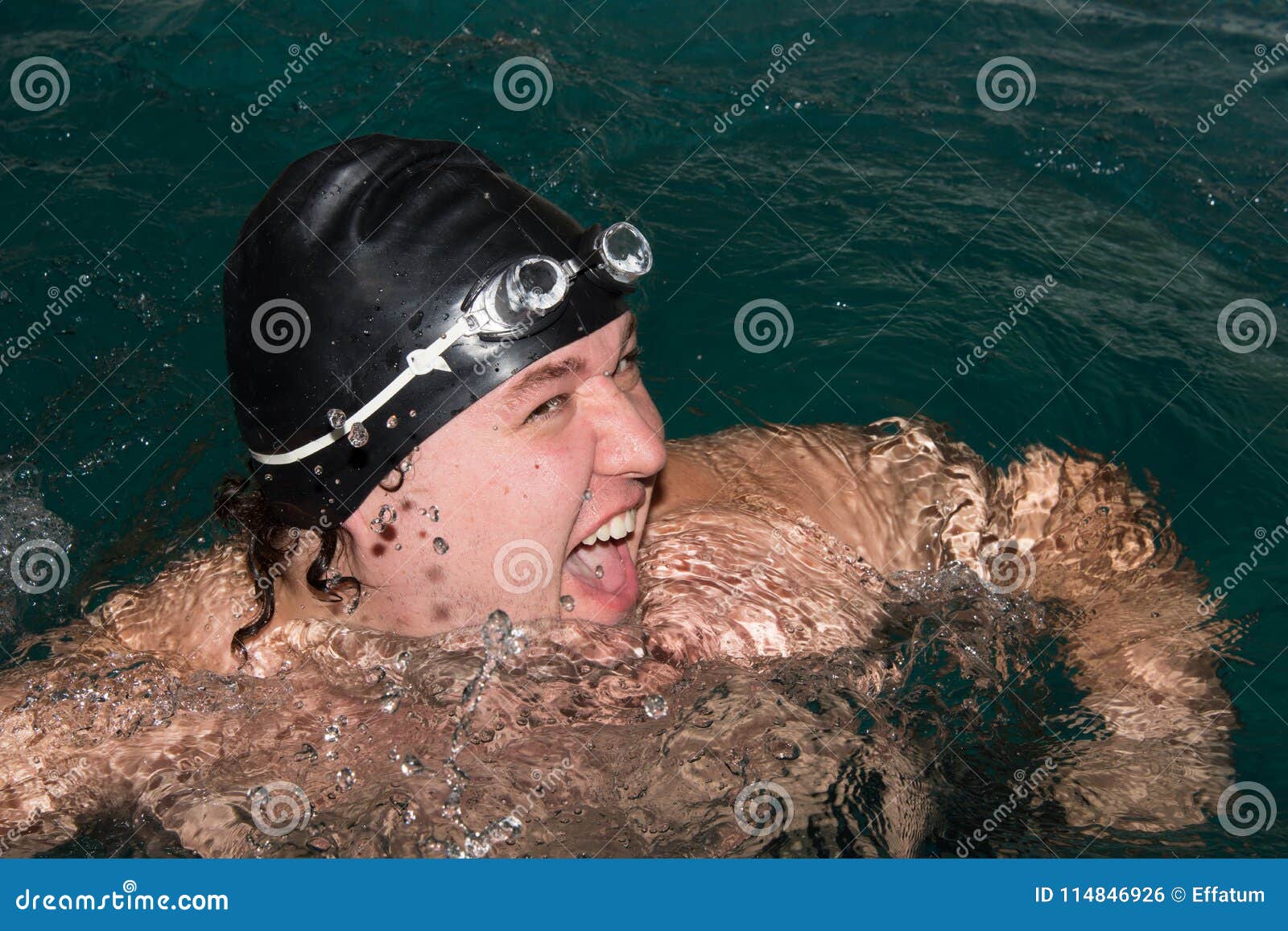 Funny Guy in the Pool. Hooray, Holidays. Stock Photo - Image of funny ...