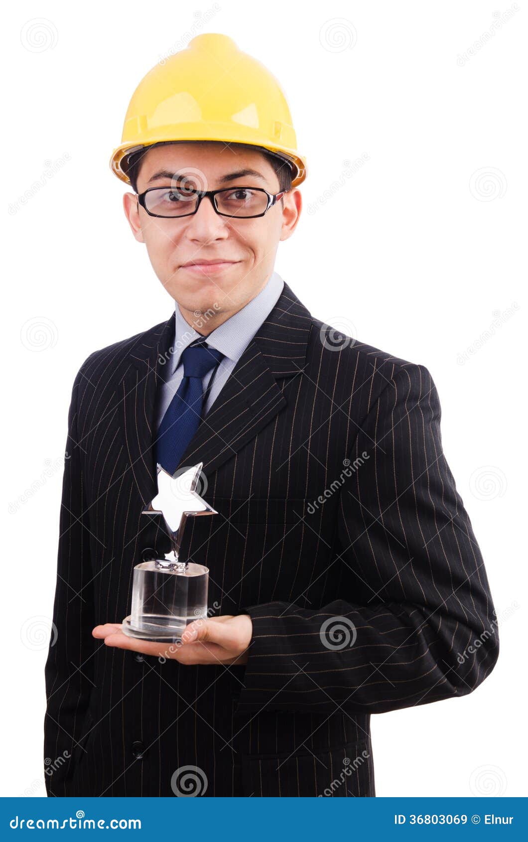 Funny guy with prize stock image. Image of achievement - 36803069