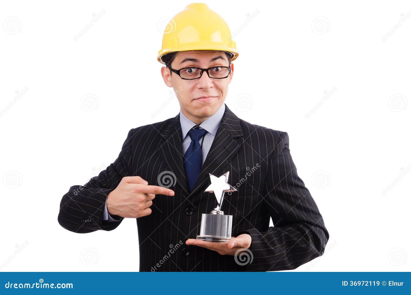 Funny guy with prize stock image. Image of happiness - 36972119