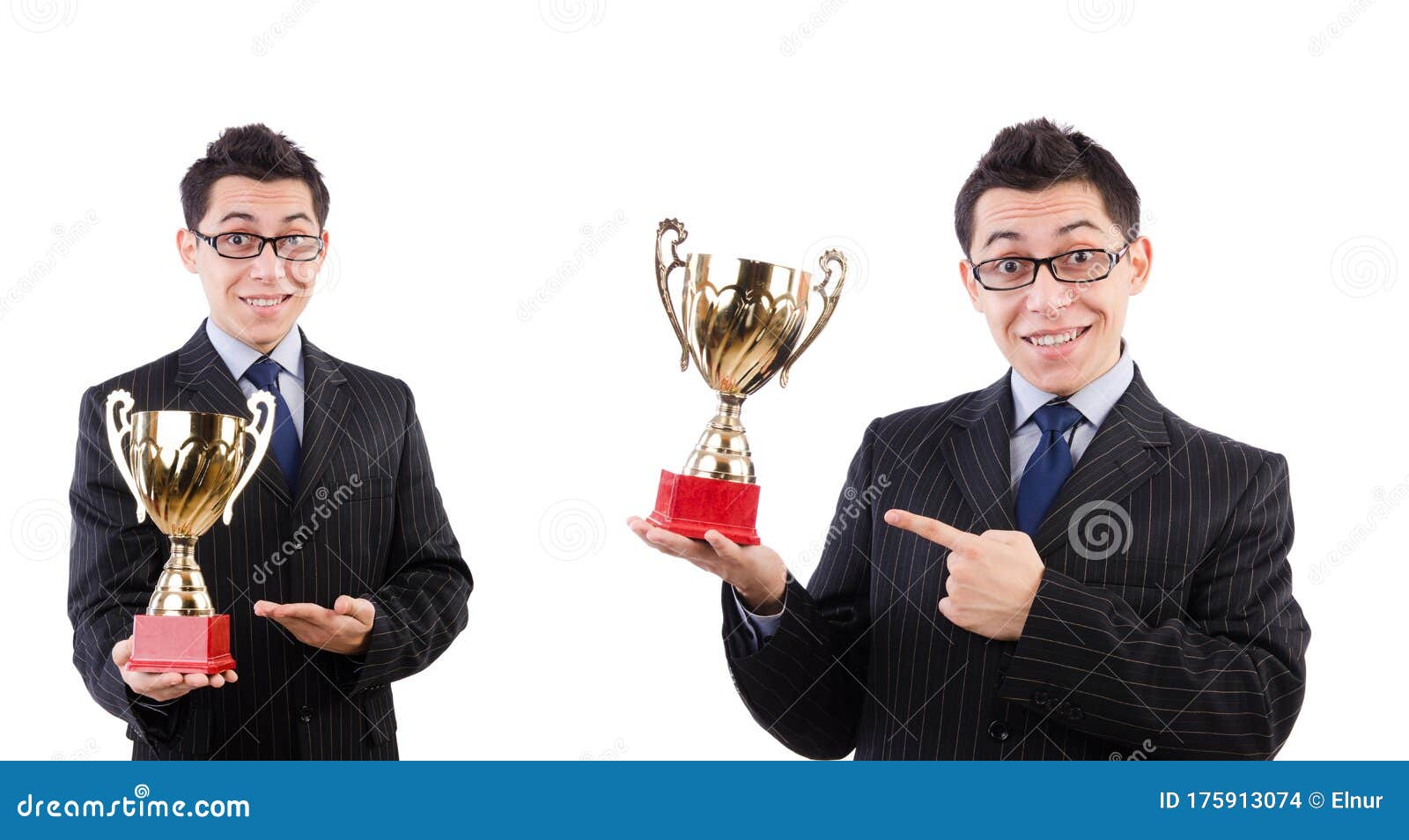 Funny Guy Receiving Award on White Stock Photo - Image of gold, star ...