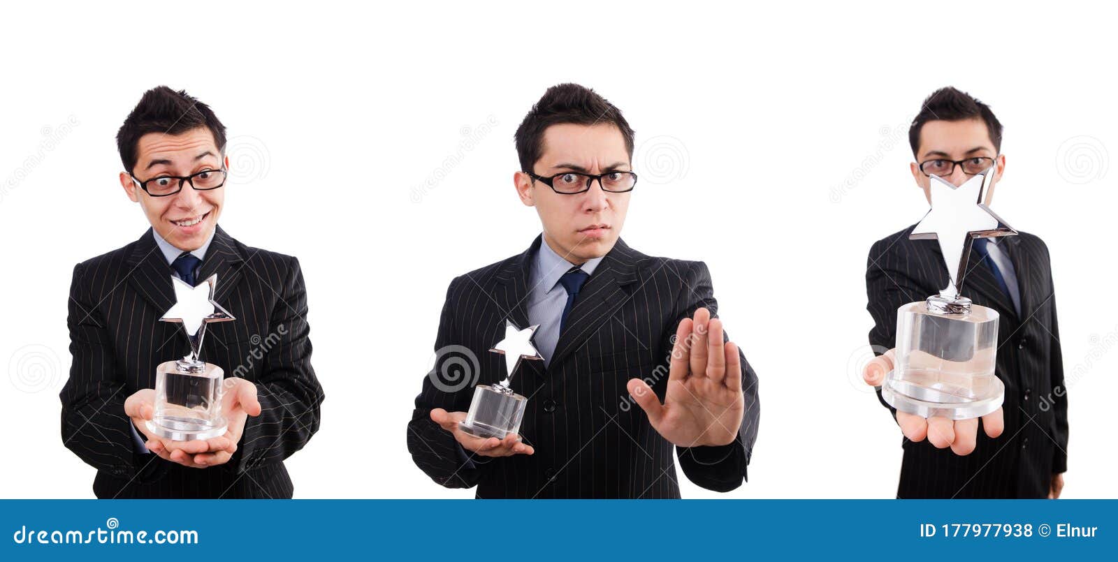 Funny Guy Receiving Award on White Stock Photo - Image of award, goal ...