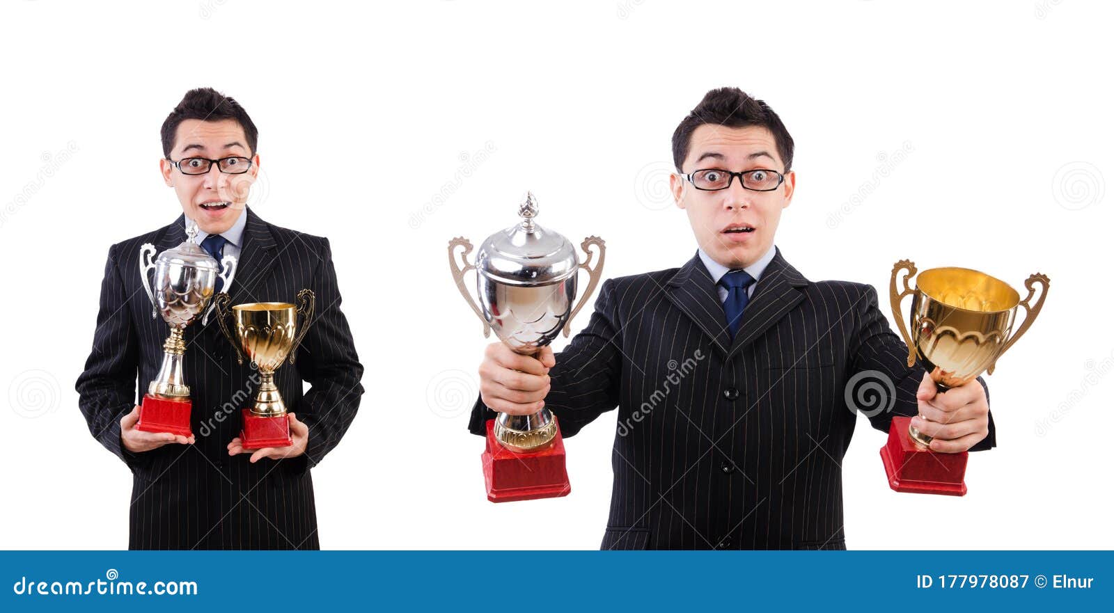 Funny Guy Receiving Award on White Stock Image - Image of manager ...