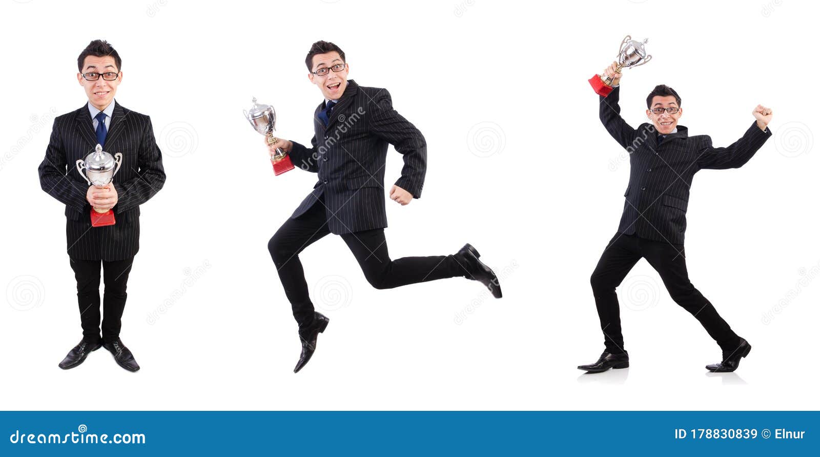Funny Guy Receiving Award on White Stock Image - Image of award ...